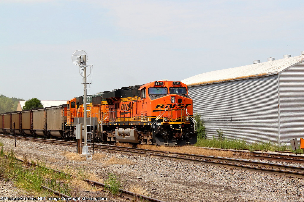 BNSF 6117 holds the siding.